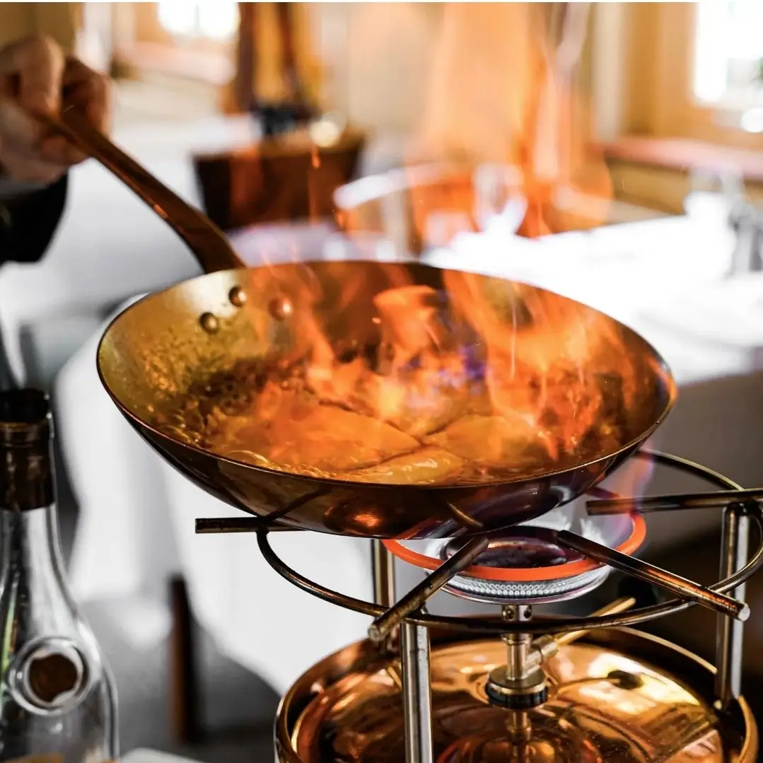 Flambeerrechaud koper - met gasbrander | A. Sluijter & Zn. BV | Horecaleverancier en kookwinkel